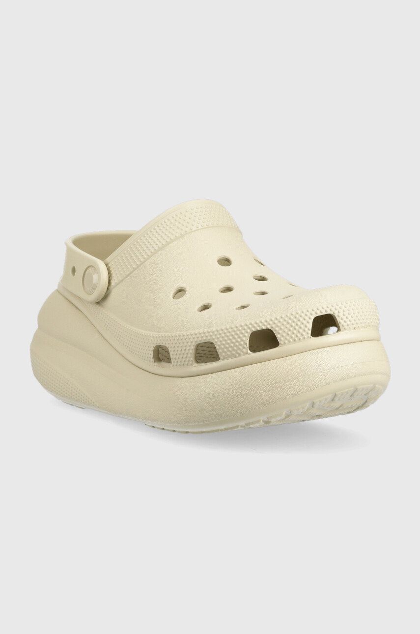 Natikače Crocs Classic Crush Clog za žene, boja: bež, s platformom ...
