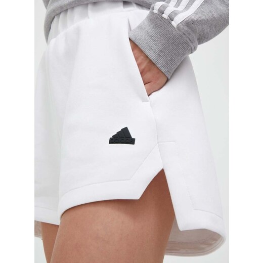 Kratke hlače adidas Z.N.E za žene, boja: bijela, glatki materijal ...