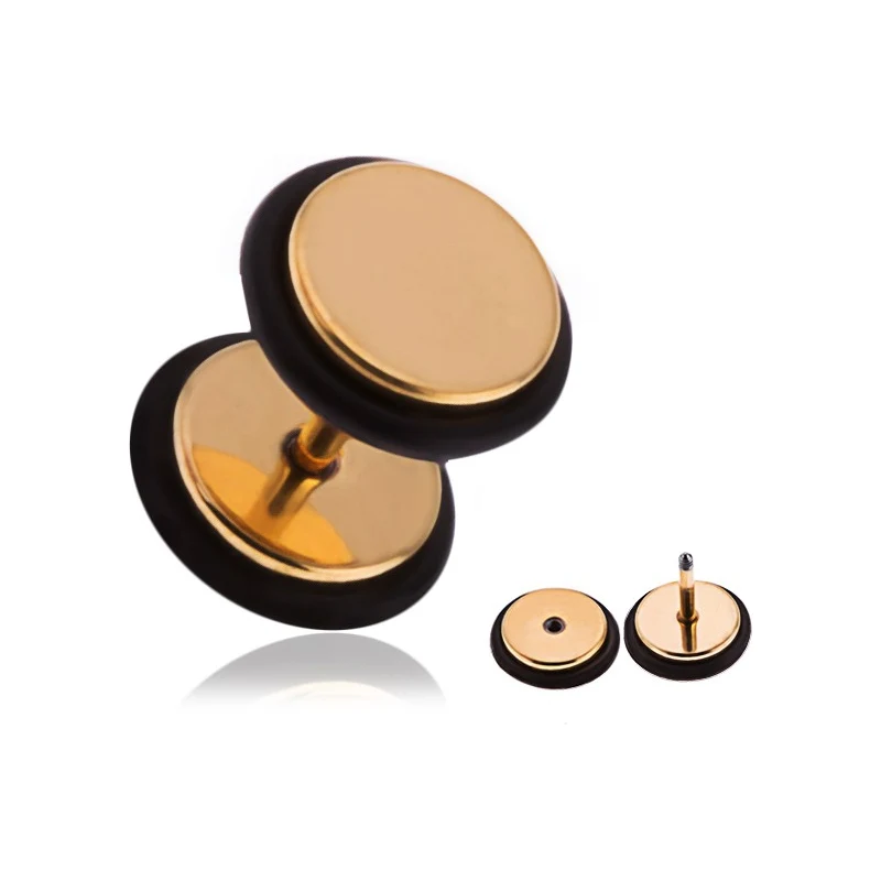 Nakit Eshop - Lažni piercing od čelika za uši u zlatnoj boji, gumice ...