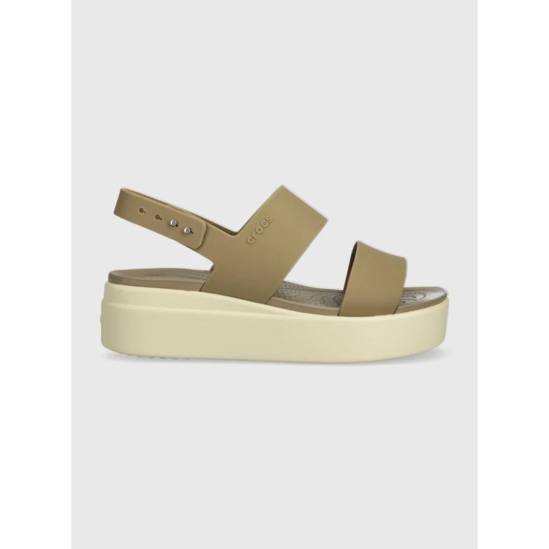 Sandale Crocs Brooklyn Low Wedge za žene, boja: bež, s platformom ...