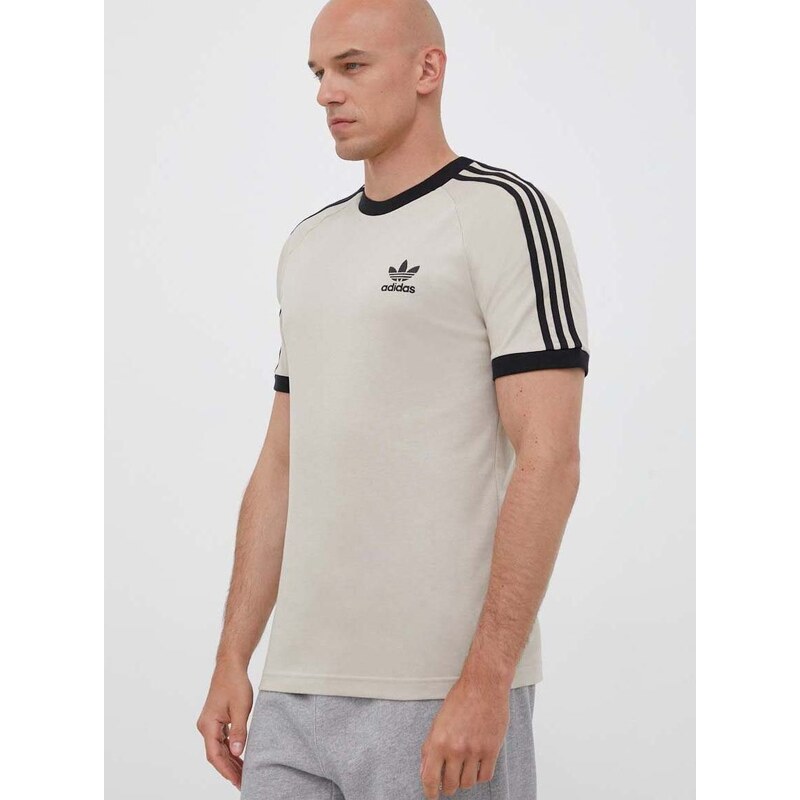 Pamučna majica adidas Originals boja: bež, s aplikacijom - GLAMI.hr