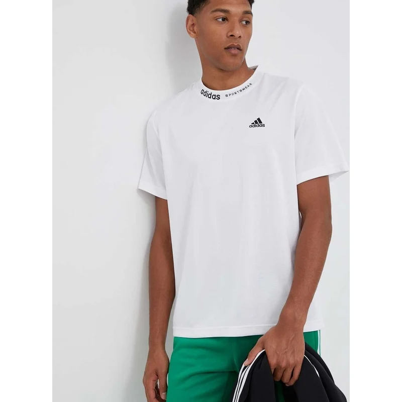 Majica kratkih rukava adidas za muškarce, boja: bijela, s aplikacijom ...
