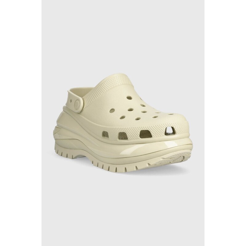 Natikače Crocs Classic Mega Crush Clog za žene, boja: bež, s platformom, 207988 - GLAMI.hr