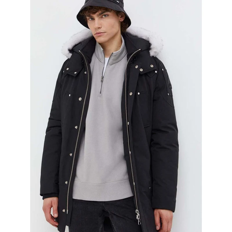 Pernata jakna MOOSE KNUCKLES za muškarce, boja: crna, za zimu - GLAMI.hr