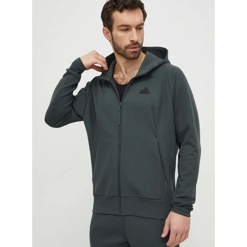 Dukserica adidas Z.N.E za muškarce, boja: zelena, s kapuljačom, bez ...