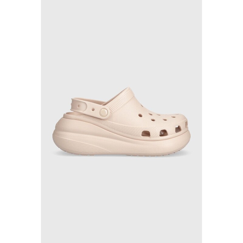 Natikače Crocs Classic Crush Clog za žene, boja: ružičasta, klin peta, 207521 - GLAMI.hr