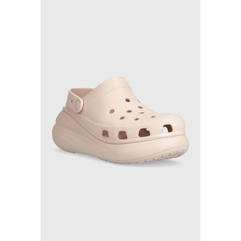 Natikače Crocs Classic Crush Clog za žene, boja: ružičasta, klin peta, 207521 - GLAMI.hr