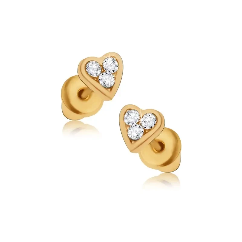 Nakit Eshop - Dugme naušnice zlatne boje, mala simetrična srca sa ...