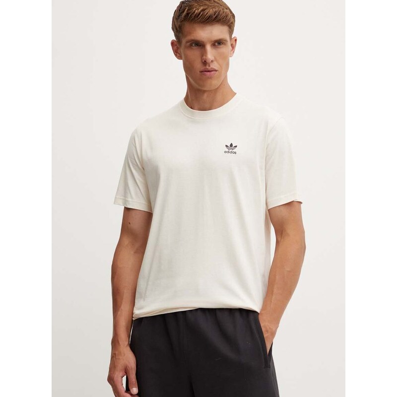 Pamučna majica adidas Originals za muškarce, boja: bež, s aplikacijom ...