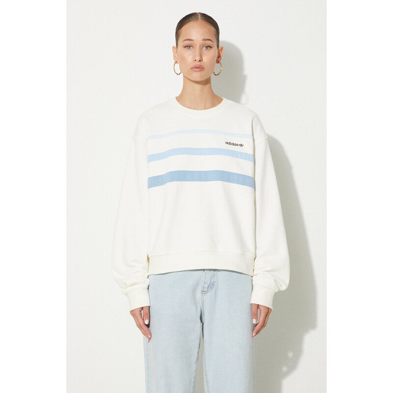 Pamučna dukserica adidas Originals 80s Sewatshirt za žene, boja: bež, s ...