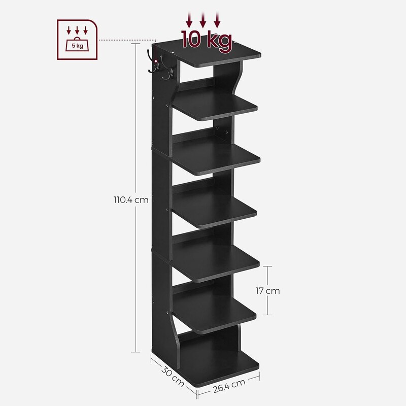 Tanki stalak za cipele, uski organizator za odlaganje cipela, crni ...